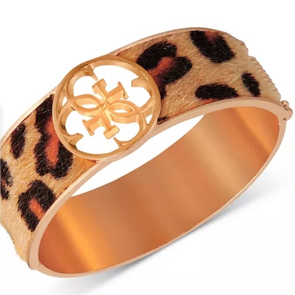 Guess | Jewelry | Rare Guess Goldtone Cheetahprint Fauxfur Animal Print ...